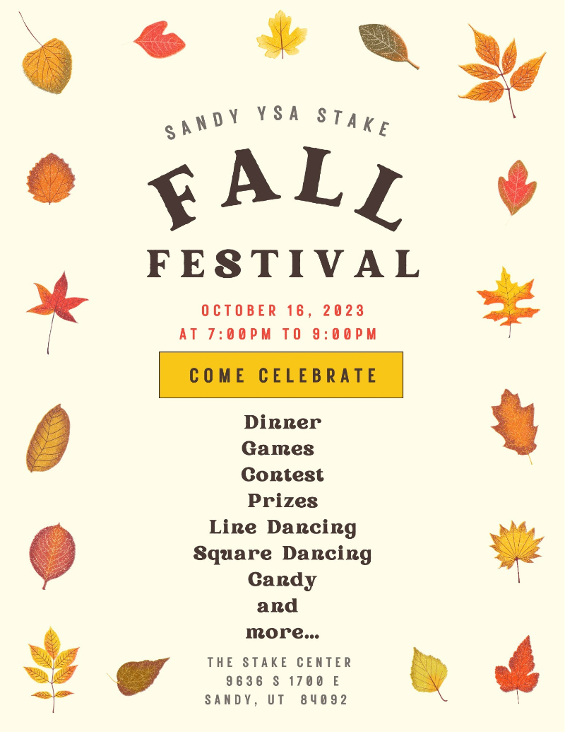 Young Single Adults Fall Festival – Silvercrest Ward